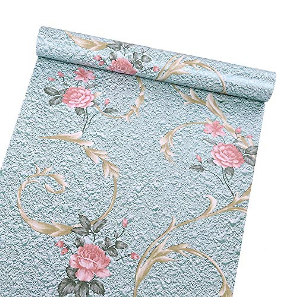 Simplemuji Blue Pre-Pasted Wallpaper Waterproof Self Adhesive Wall Murals Sticker for Home Room Garden Decoration 17.7''x98''