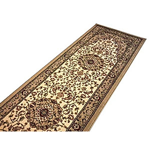 Bellagio Traditional Area Rug Runner 32 in. X 15 Ft. 10 in. Beige 401