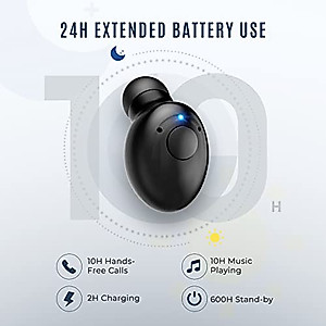 Bluetooth Earpiece, Bluetooth Headset 5.0 600Hrs Standby Time 10Hrs Handsfree Earpiece for Cell Phone CVC8.0 Noise Cancelling Mic for iPhone Android Trucker Driver, IPX4 Waterproof, Classic Black