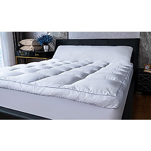 Marine Moon King Mattress Topper, Cooling Pillow Top, Hotel Quality Down Alternative Pillow Topper Cover, Plush Thick Bed Toppers for Back Pain with Deep Pocket