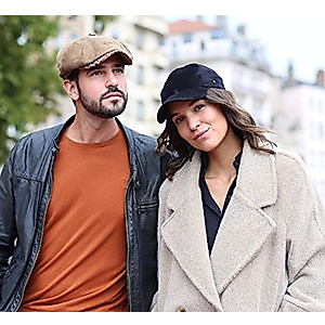 Alfonso D'Este Kioto-18 Leather Newsboy Cap Size L Marron