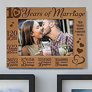 KATE POSH - Our 10th Wedding Anniversary Picture Frame, 10th Anniversary, 10 Years Anniversary, 10 Years of Marriage, 120 Months of Love - Engraved Natural Wood Picture Frame (4x6-Horizontal)