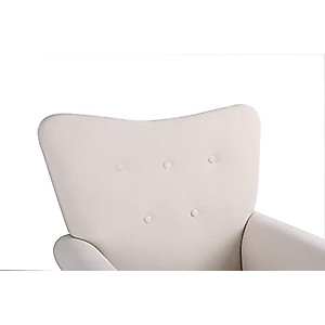 GIA Modern Nursery Rocking Chair Comfy Velvet Upholstered Glider Arm Rocker Padded Seat with High Backrest for Bedroom Living Room,Wooden Frame, Beige