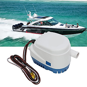 12v 1100gph Automatic Submersible Boat Bilge Water Pump, Auto with Float Switch, Bilge Pump for Boats (Blue - Automatic)