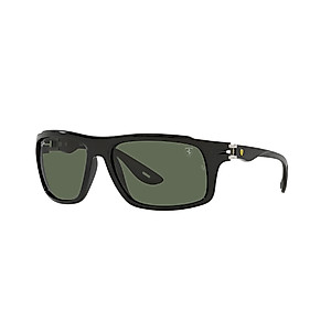Ray-Ban RB4364M Scuderia Ferrari Collection Aviator Sunglasses, Black/Dark Green, 61 mm