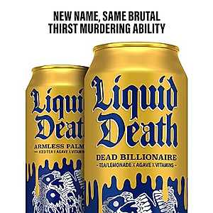 Liquid Death Iced Black Tea/Lemonade, Dead Billionaire (aka Armless Palmer) 19.2oz King Size Cans (8-Pack)