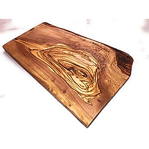 12" Rustic Handmade Bark Edge Olive Wood Charcuterie Board by Orchard Hardwoods- For Cutting, Chopping, Serving. Wooden Slab- Unique Gift. In Sm 12", Med 16", Lg 20", XL 24".(Small 12x5-6x0.8 inch)