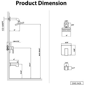 Esnbia Shower Faucet Set, Shower Head and Handle Set with 6-Inch Rain Shower Head and Tub Spout, All Metal Single-Handle Bathtub Shower Faucet Trim Kit (Shower Valve Include), Matte Black