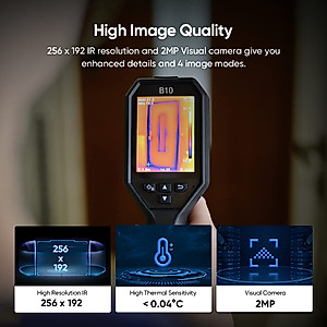 HIKMICRO B10 Thermal Camera 256 x 192 IR Resolution with 2MP Visual Camera, Thermal Imaging Camera for Home Inspection, 25 Hz Refresh Rate, Thermal Scanner with 3.2" LCD Screen, IP54, -4°F~1022°F