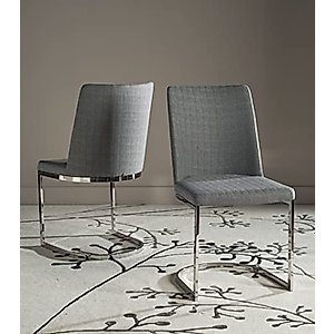 Safavieh Home Collection Parkston Linen Grey Glam Side Chair (Set of 2)