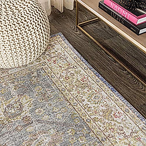 JONATHAN Y MDP304B-8 Alba Modern Faded Peshawar Indoor Area-Rug Vintage Glam Bohemian Easy-Cleaning Bedroom Kitchen Living Room Non Shedding, 8 ft x 10 ft, Grey