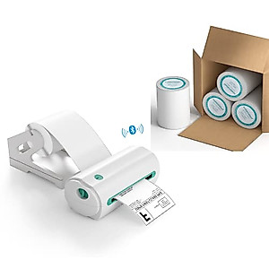 Tordorday Bluetooth Thermal Label Printer, 4 Rolls Thermal Labels with Bluetooth Shipping Label Printer for Shipping Packages