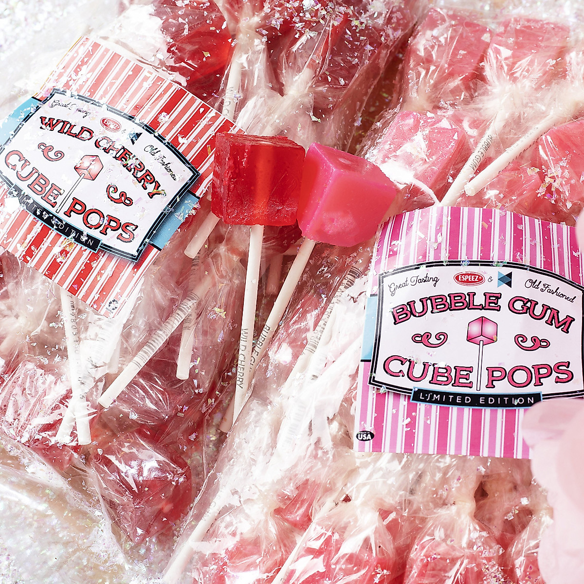 Hard Candy Cube Lollipop Suckers: Individually Wrapped Flavored Sucker Pack by Espeez - Old Fashioned Square Party Pops in Bulk - Watermelon, 24 Count