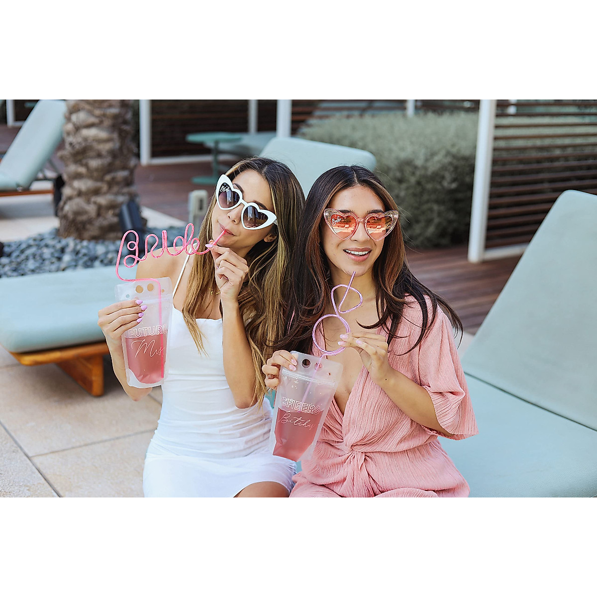 11 Pack Effortless Events Bachelorette Straws, Reusable, Glitter Bachelorette Party Straws, Bride Straws for Bachelorette Party & Diamond Ring Straw