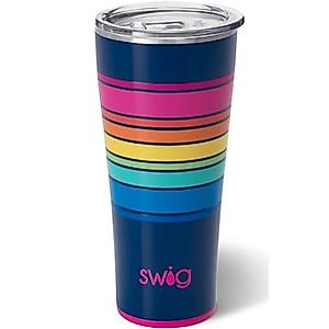Swig Life 32oz Insulated Tumbler, Travel Coffee Tumbler with Lid, Cup Holder Friendly Travel Coffee Mug, Stainless Steel Thermos with Lid (Electric Slide)