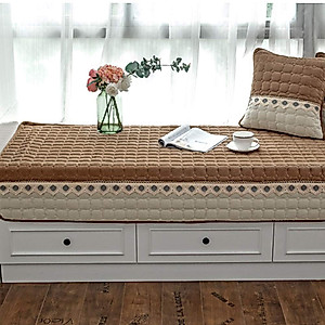 JeogYong Bay Window Cushion Seat Indoor, Farmhouse Window Seat Cushions Indoor for Bedroom, Non Slip Pads/Bay Window Sill Bench Cushions, 27.55 x 59.05 inches, Chocolate