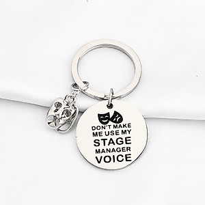 TGBJE Stage Manager Gift Don’t Make Me Use My Stage Manager Voice Keychain Funny Theater Gift Comedy Tragedy Masks Gift For Drama Student (stage voice kc)
