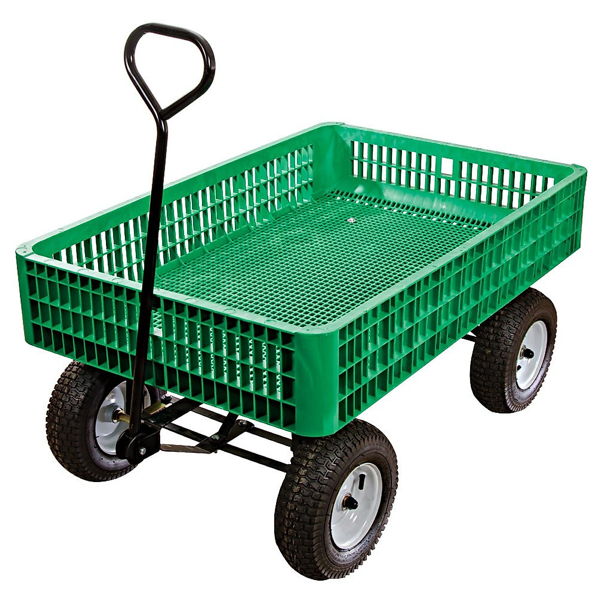A.M. Leonard Green Utility Wagon with Flat-Free Tires - 30 x 46 x 7.5 Inch Tray