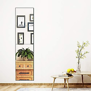 Ruomeng Full Length Mirror Tiles - 12 Inch x 4Pcs Frameless Wall Mirror Set Make Up Mirror for Home Gym Vanity Bedroom, Living Room