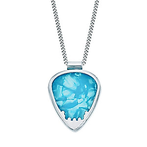 PICKRING Skull Shaped Guitar Pick Holder Necklace for Guitarists/guitar picks keeper storage pendant necklace stainless steel music lovers musicians gifts (SILVER)