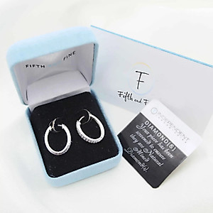 1/2 Cttw Diamond Double Row Hoop Earrings set in 925 Sterling Silver