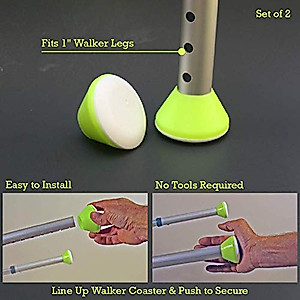 Walker Coasters, Medical Accessories, (6 Count, Tennis Ball Yellow)