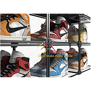 Sneaker Display Case Clear Shoe Box Stackable Shoe Storage Shoes Display Shelf Case with Drop Front Side-open Shoe Container Transparent Plastic Shoes Organizer Shoe Display Case Boxes Organizador de Zapatos (black8)