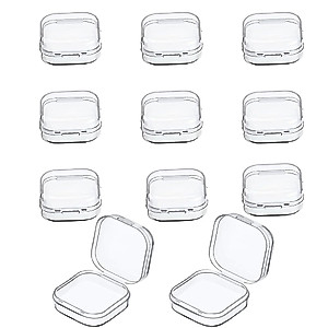 GBSTORE 10 Pcs Mini Clear Plastic Box 1.8 mm Thicken Square Jewelry Earplug Pill Storage Box Case Container with Lid for Bead Makeup Craft Project