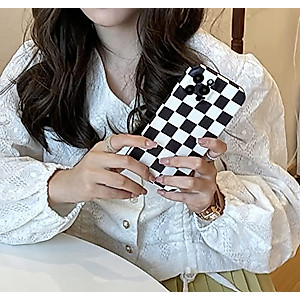 Compatible with iPhone 12 Pro Max Buffalo Plaid Black and White Phone Case,Grid Checkerboard Leather Soft Flexible TPU Anti Scratch Shock-Proof Protective Cover(Iphone12pro max)