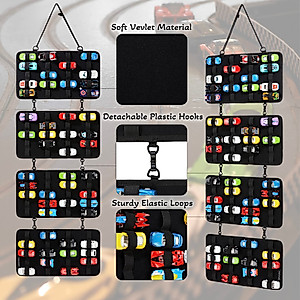 HUHYNN Hanging Display Case Compatible with 80 Hot Wheels Matchbox Cars,Toy Cars Storage with 4 Detachable Panels for Hot Wheels Storage Organizer (80 Slots-Black)