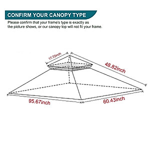 Grill Gazebo Replacement Canopy Top - Wonwon 5x8 Gazebo Roof Double Tiered Outdoor BBQ Roof Cover Grill Shelter Only Fit for Model L-GG001PST-F (Khaki)