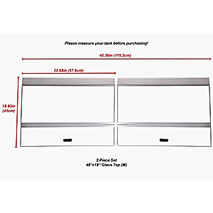H2Pro Glass Canopy 2Piece Set for Marineland Perfecto 70/75/90/110 Gallon 48x18 Aquarium Fish Tank (Eachpiece Measure 22.68 x 16.93 x 0.16in)
