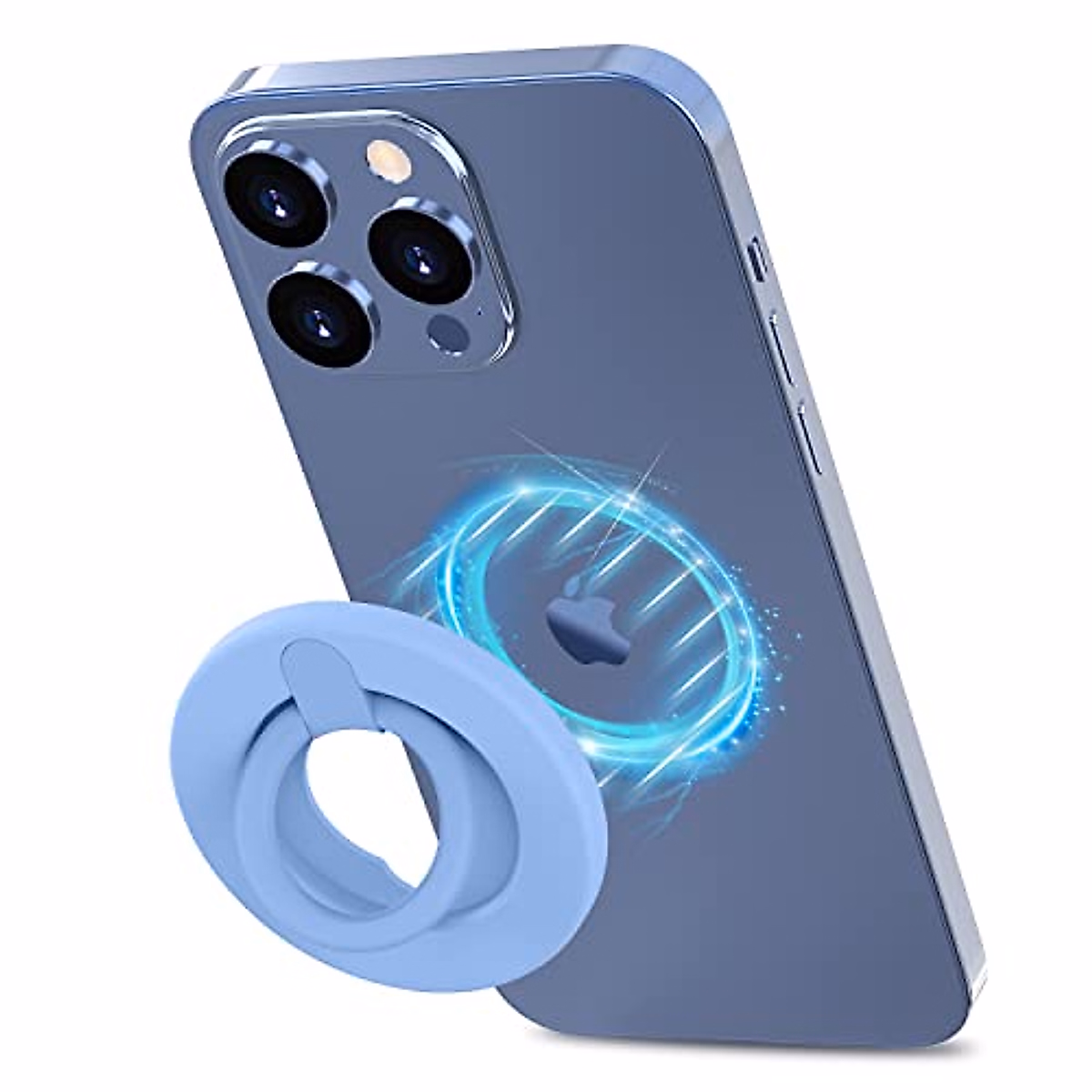 LOVE 3000 Magnetic Phone Ring Holder Stand for Magsafe 360° Rotation Phone Grip Cell Phone Ring Holder Finger Compatible with iPhone 14/13/12 All Smartphone Accessories with Metal Ring - Light Blue