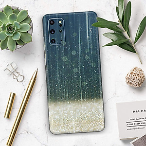 DesignSkinz Scratched Blue and Gold Showers Protective Vinyl Decal Wrap Skin Cover Compatible with The Samsung Galaxy S20 (Screen Trim & Back Glass Skin)