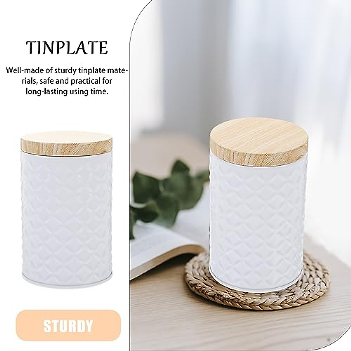 Cabilock 2pcs Tea Tin Canisters Metal Jar Airtight Candy Box Cookie Tins Empty Candle Tin Tea Bag Organizer Box Round Jewelry Boxes Kitchen Storage Containers for Sugar Tea