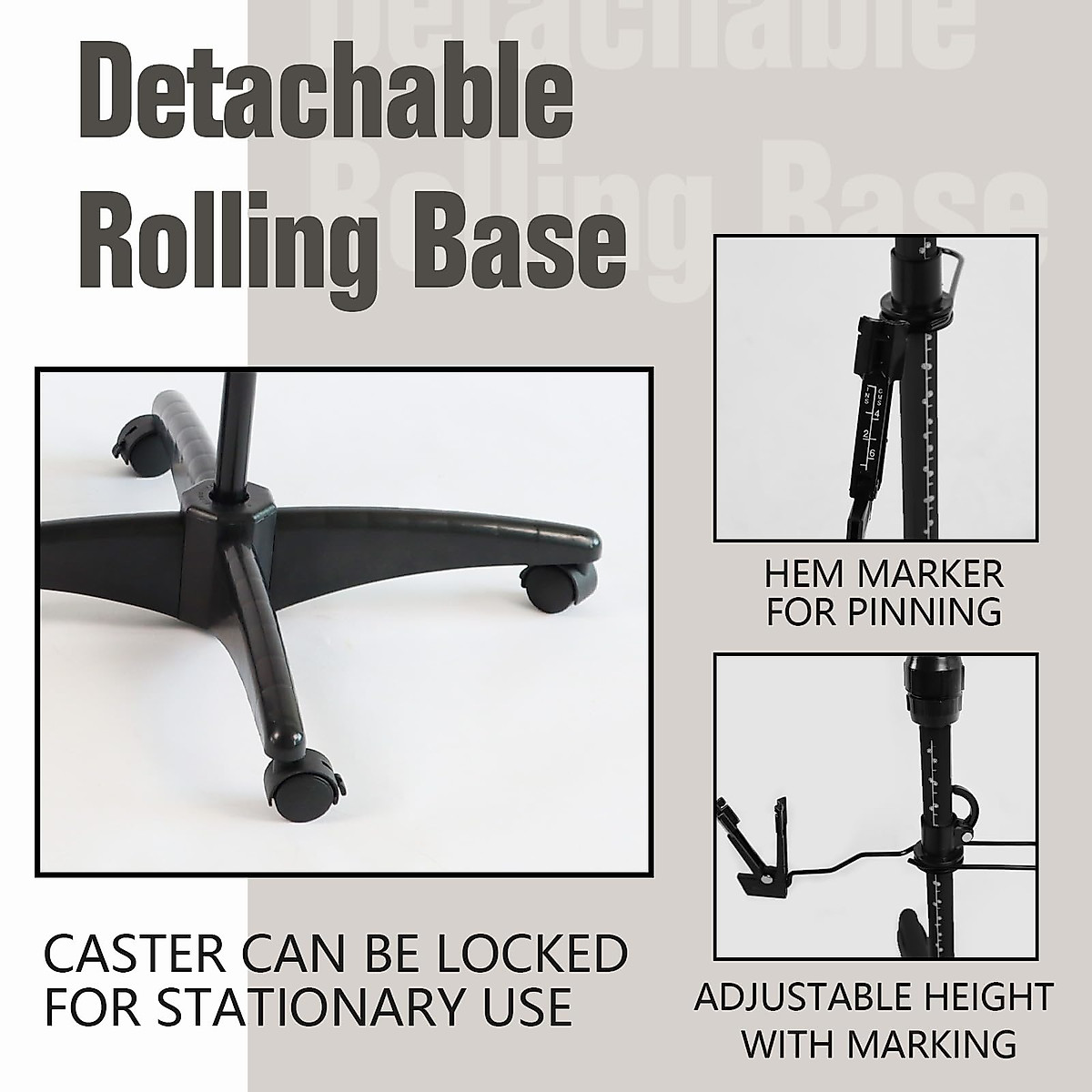 PDM WORLDWIDE Beige Adjustable Dress Form Mannequin for Sewing Female Size 6-14, Pinnable Model Body with 13 Dials, Detachable Casters, 42.5"-60" Height Range for Clothing Display, Small to Medium