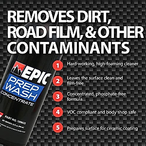 Malco EPIC™ Ceramic Prep Wash Concentrate – Prepare Your Car for Ceramic Coating/Powerful Detergent for Removal of Dirt, Road Film, Brake Dust and Other Soils / 32oz (109632)