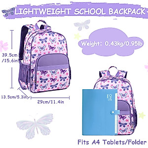 RAVUO Toddler Backpack, Cute Butterfly Kids School Backpacks Lightweight Water Resistant Girls Bookbag with Chest Strap