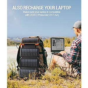 20,000mAh PD Solar Charger Foldable-Orange Plus 20,000mAh 18W Solar Charger 10W Wireless Power Bank-Dark Green