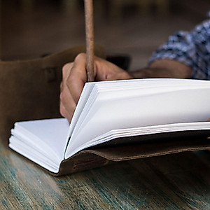 Handmade Leather Journal/Writing Notebook Diary/Bound Daily Notepad For Men & Women Unlined Paper Medium, writing pad gift for artist, sketch (Brown Tan, 7 x 5)