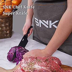 SNK 8 Inch Professional Chef Knife, Kitchen Knife with Full Tang and Ergonomic Acrylic Resin Handle, Quicksand Metallic Coating, Cooking Knife for Chopping and Slicing with Gift Box, Gray