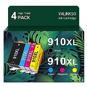 Valinkso 910XL Ink Cartridges Combo Pack Replacement for HP 910XL 910 XL Ink Cartridges Compatible for HP Officejet Pro 8020 8025 8028 8035 8022 Printer (4 Pack 910XL Ink Cartridges Combo Pack)