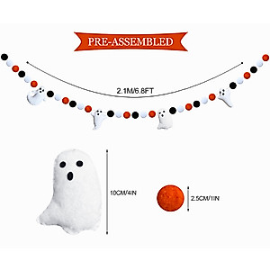 PTFNY Halloween Banner Burlap Boo Banner Ghost Felt Ball Banner Happy Halloween Banner Halloween Decor for Party Halloween Birthday Decorations