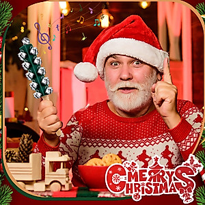 8 Pieces Christmas Handle Sleigh Bells Wooden Hand Bells Handhold Shaker Bells Musical Percussion Instrument for Christmas Holiday Music Party Decoration Birthday Gifts