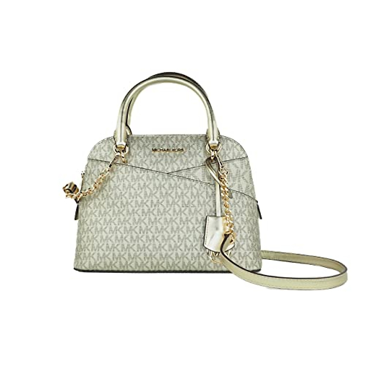 Michael Kors Jet Set Medium Logo Dome Satchel (Pale Gold)