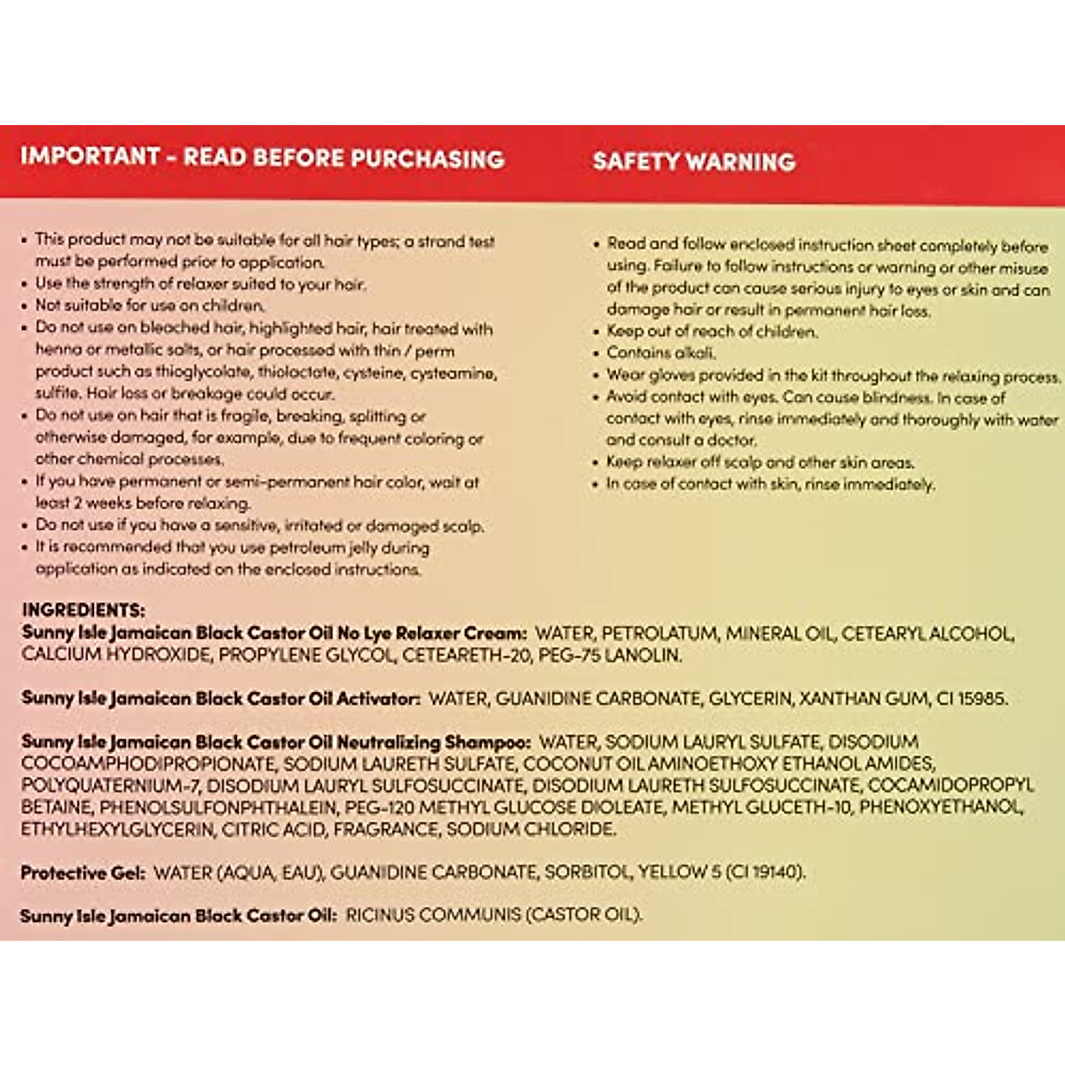 Sunny Isle Jamaican Black Castor Oil Relaxer Kit SUPER