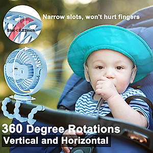 Stroller Fan, Used As Power Bank, 42Hrs 8000mAh Rechargeable Battery Operated Fan, Small Clip On Fans For Baby Stroller, Car Seat, Bed, Golf Cart, Beach, Peloton Bike, Portable Fan for Travel, Camping