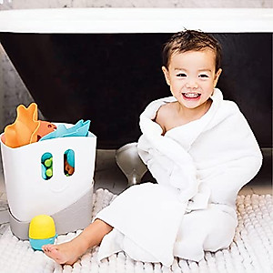 Ubbi Freestanding Bath Toy Organizer Bath Caddy with Removable Drying Rack Bin and Scoop for Toddlers and Baby, Gray (Pack of 2)