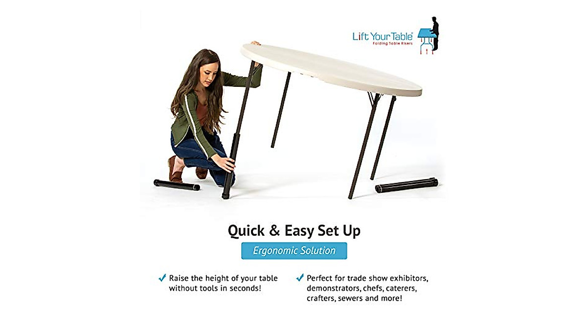 Lift Your Table® Folding Table Risers - Easy Height Extension