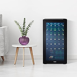 Danby DWC036A2BDB-6 3.3 Cu. Ft. Free Standing Wine Cooler, Holds 36 Bottles, Single Zone Drinks Fridge with Glass Door-Beverage Chiller for Kitchen, Home Bar, in Black